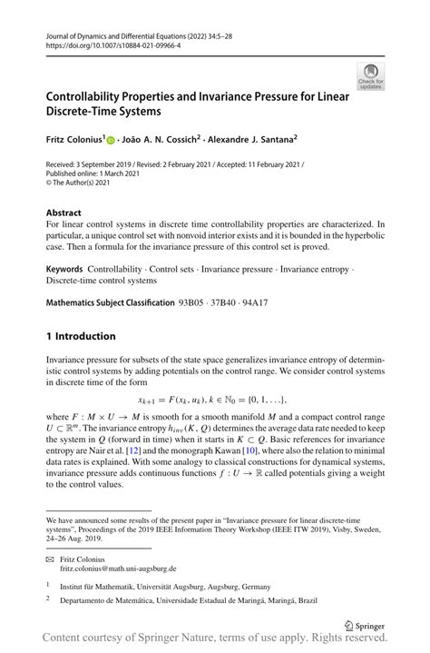 pdf controllability properties and invariance pressure for linear discrete time systems