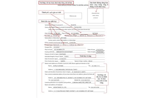 cách điền đơn xin visa du lịch nhật bản