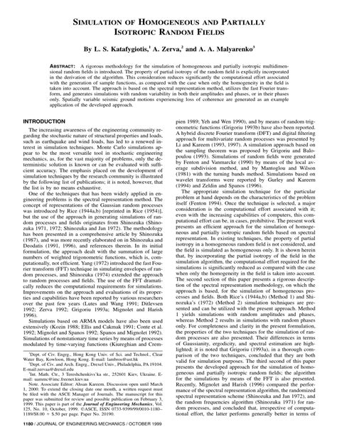 pdf simulation of homogeneous and partially isotropic random fields
