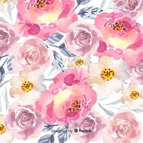 Hermoso Fondo Floral Acuarela Vector Gratis