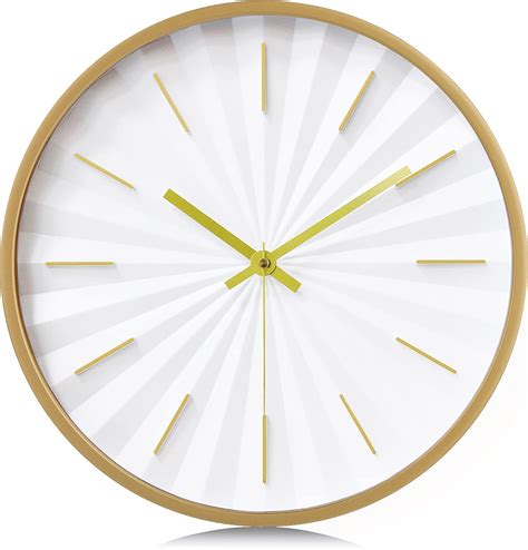 Lafocuse Reloj De Pared Moderno De Oro Blanco Silencioso De 12 Pulgadas