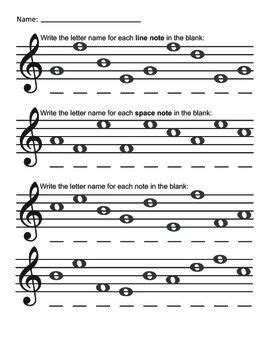 Treble Clef Lines And Spaces Free Worksheets Worksheets Free Free