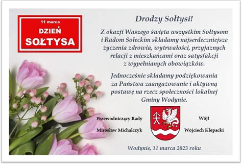 Życzenia dla Sołtysów i Rad Sołeckich z okazji Dnia Sołtysa Gmina