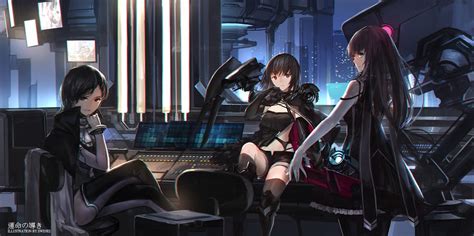 Swd3e2 Original Characters Women Trio Fantasy Girl Dark Hair Legs