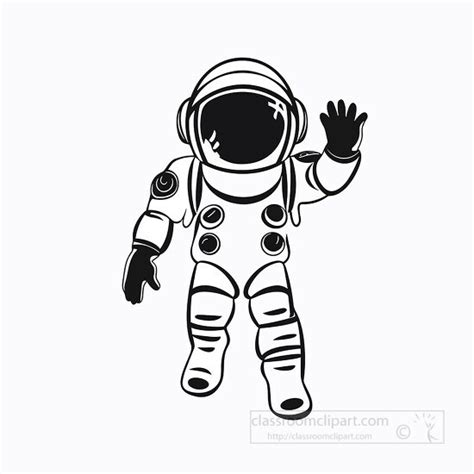 Science Outline Clipart Astronaut In Space Suit Black Outline Printable