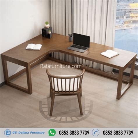 Meja Kerja Kayu Jati Leter L Sudut Furniture Jati Jepara