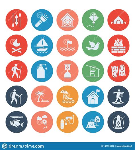 La Excursi N Y El Viaje Aislaron El Sistema De Los Iconos Del Vector