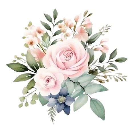 Watercolor Flowers Arrangement Illustration Of Floral Bouquet With