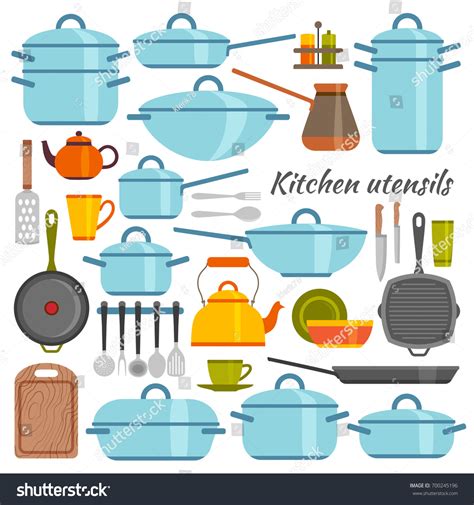 Kitchen Utensils Flat Icons Set Vector Stock Vector Royalty Free