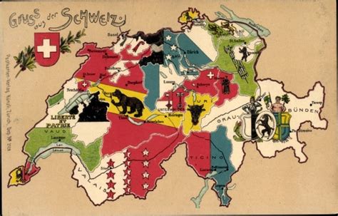 Wappen Landkarten Ansichtskarte Postkarte Schweiz Akpool De