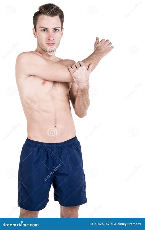 Healthy Lifestyle Portrait Of A Handsome Guy With A Sporty Naked Body