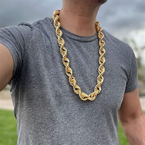 14k Gold Plated Hollow Rope Necklace 1980 S Hip Hop Dookie Chain 30