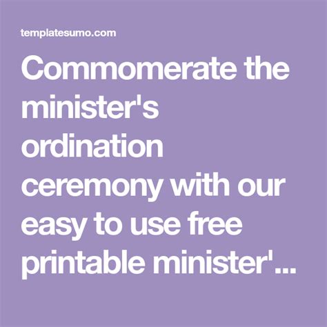 Commomerate The Minister S Ordination Ceremony With Our Easy To Use