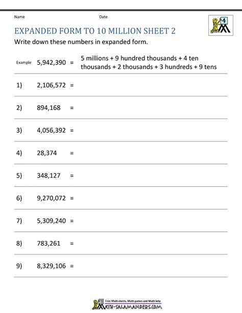 Standard And Expanded Form Worksheets