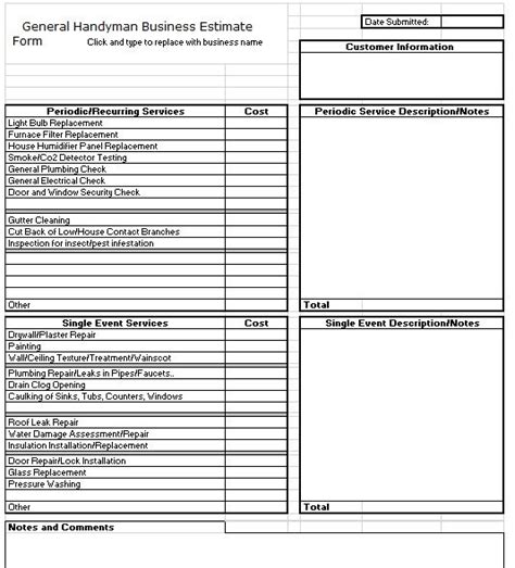 12 Free Sample Home Repair Estimate Templates Printable Throughout