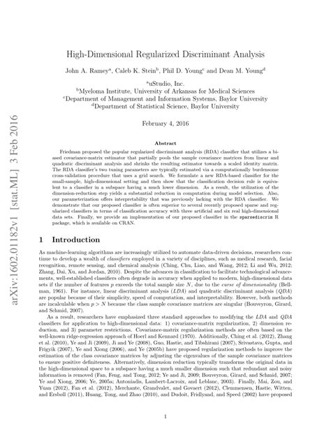 pdf high dimensional regularized discriminant analysis