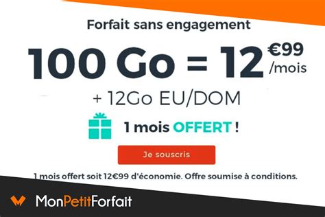 Ces forfaits 100 Go sont spéciaux 1 mois gratuit VS data en plus