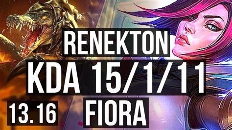RENEKTON Vs FIORA TOP 15 1 11 Rank 3 Renekton Legendary Rank 16