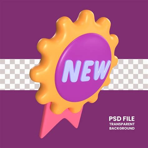 Nueva etiqueta icono de ilustración 3d Archivo PSD Premium