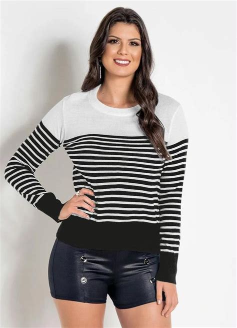 Blusa em Tricô Listrada Rosalie