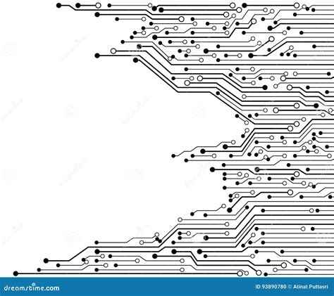Circuit Board Black And White Vector Background Stock Vector