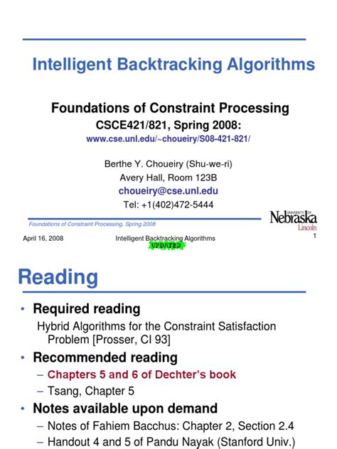 intelligent backtracking algorithms foundations of constraint processing pdf visual cortex