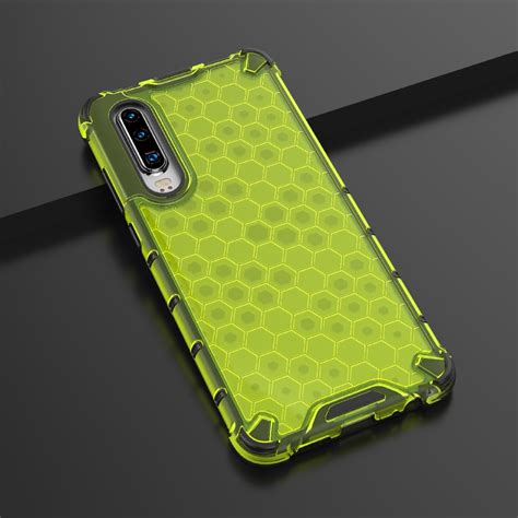 Shockproof Honeycomb PC TPU Protective Case For Huawei P30 Green