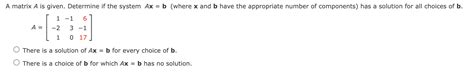 solved a matrix a ﻿is given determine if the system