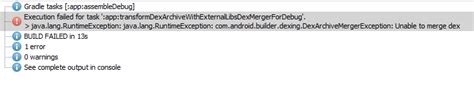 java unable to merge dex error after adding library stack overflow