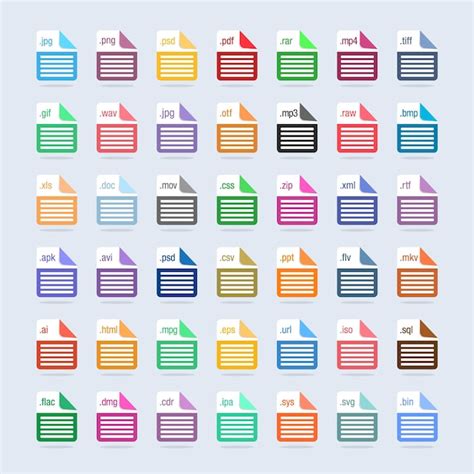 Conjunto de ícones de rótulos e formatos de arquivo de documento