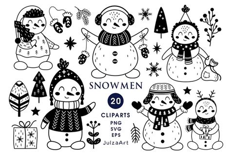Snow Man Clipart Black And White
