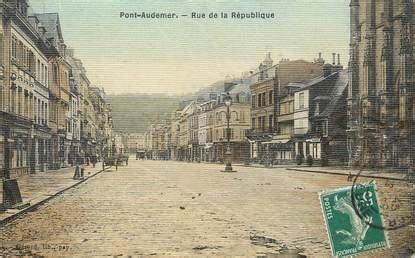 CPA FRANCE 27 Pont Audemer rue de la République CARTE TOILEE