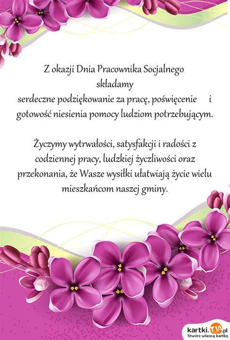 Serdeczne podziękowanie za pracę poświęcenie i gotowość niesienia