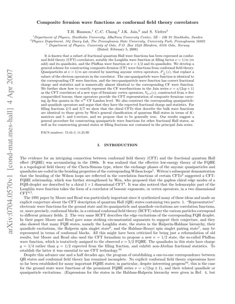 pdf composite fermion wave functions as conformal field theory correlators