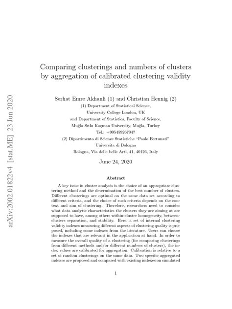 comparing clustering pdf cluster analysis statistics