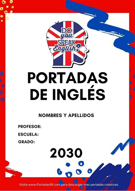 ᐅ Portada Creativa de Inglés para Cuadernos A4