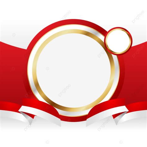 Desain Abstrak Bingkai Twibbon Merah Putih Dengan Pita Bendera