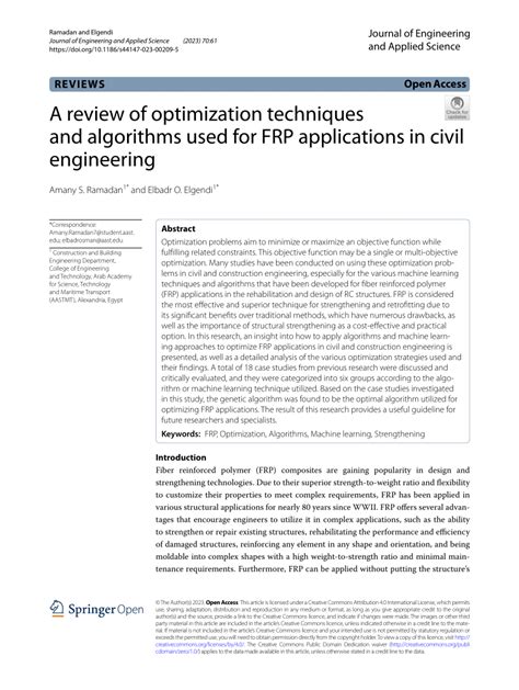 pdf a review of optimization techniques and algorithms used for frp applications in civil
