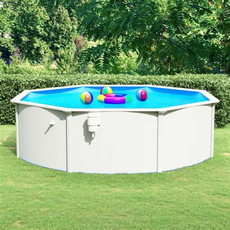 Piscine Hors Sol Acier Ronde 460x120cm VIDAXL Paroi Blanc