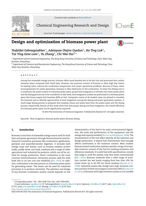 pdf design and optimization of biomass power plant