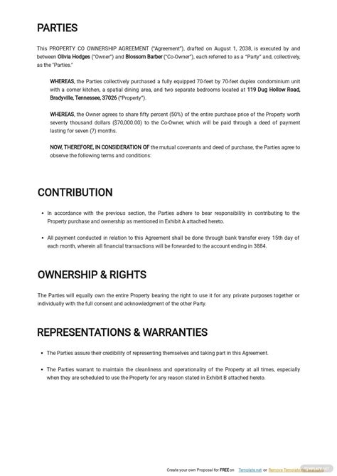 Property Co Ownership Agreement Template Free The Process Is Even
