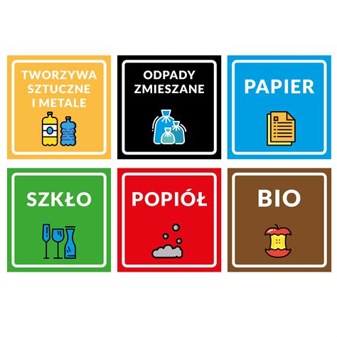 Naklejki Na Kosze Na Mieci Segregacja Zestaw Allegro Pl