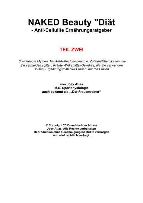 PDF NAKED Beauty Diät Weg mit Cellulite ABER Struktur Ihrer