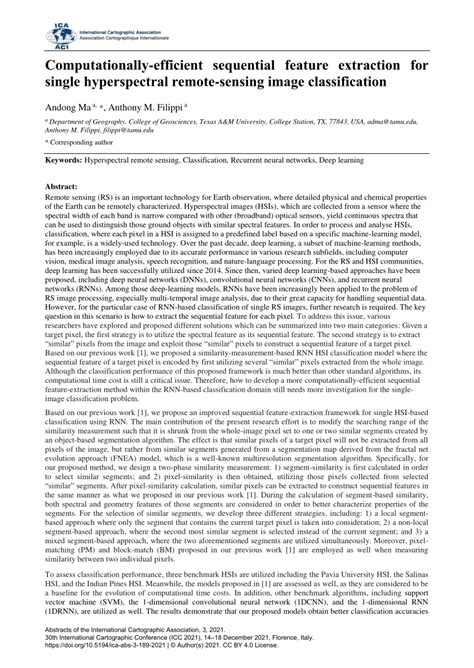 pdf computationally efficient sequential feature extraction for single hyperspectral remote