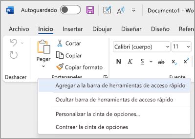 Personalizar la barra de herramientas de acceso rápido Soporte