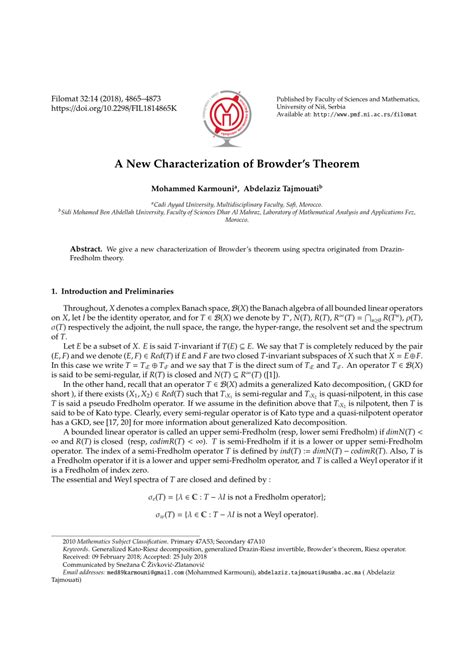 pdf a new characterization of browder s theorem