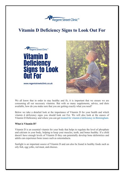 Vitamin D Deficiency Signs To Look Out For By Regent Street Clinic Issuu
