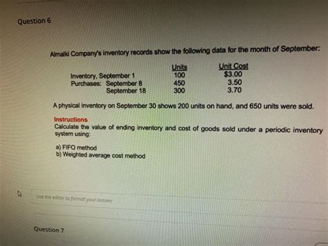 Solved Question 6 Almalki Company S Inventory Records Show Chegg
