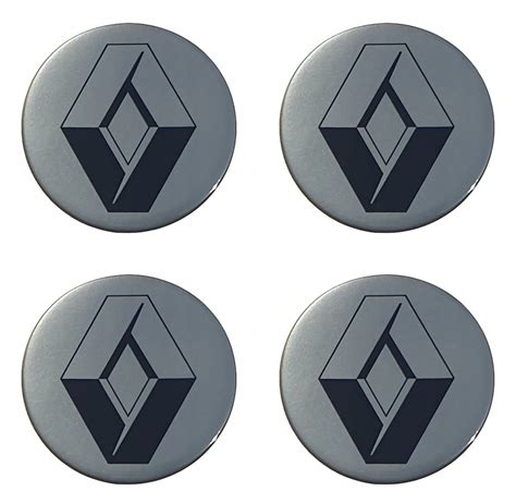 NAKLEJKI NA DEKIELKI KOŁPAKI FELGI DO RENAULT 56 MM SREBRNE TŁO RN 5 6
