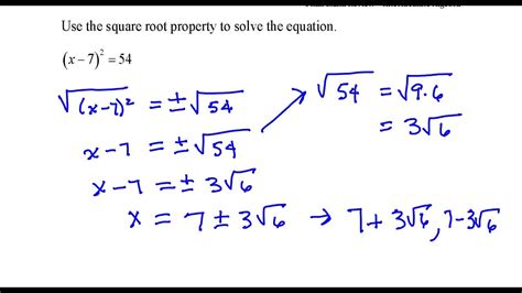 use the square root property to solve the equation youtube
